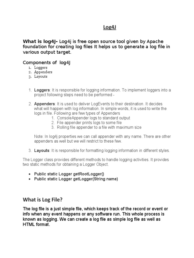 Log4J: What Is log4J-Log4j Is Free Open Source Tool Given by Apache ...