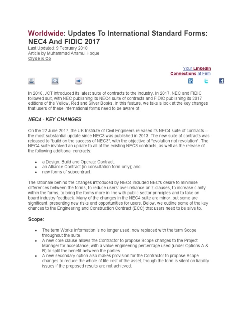 Fidic Nec Jct Disputes Clauses Muhammad Anamul Hoque Pdf