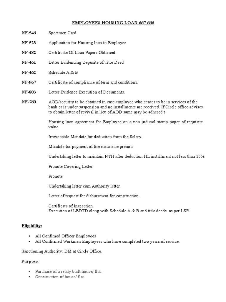 Employees Housing Loan-667-666 NF-546 NF-523 NF-482 NF-461 NF-462 NF ...