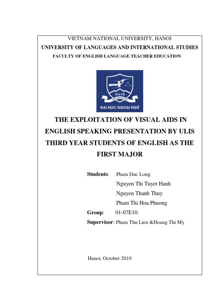 The Exploitation of Visual Aids in English Speaking Presentation by ...