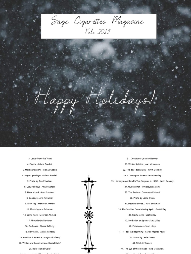 Sage Cigarettes Magazine Yule 2019 | PDF | Nature