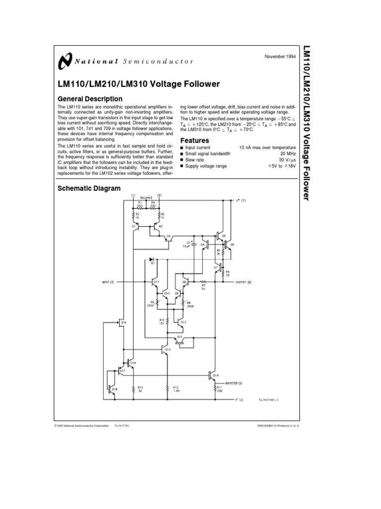 lm310 PDF | PDF | Amplifier | Telecommunications Engineering
