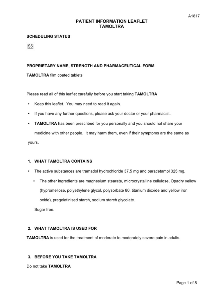 Patient Information Leaflet Tamoltra | PDF | Major Depressive Disorder ...