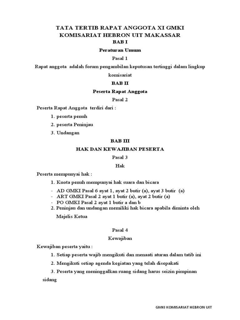 Tata Tertib Rapat Anggota | PDF