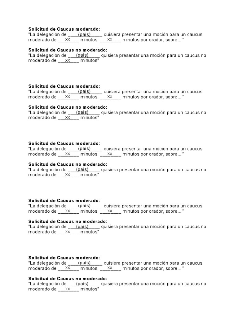 Solicitudes de Caucus Moderados y No Moderados | PDF