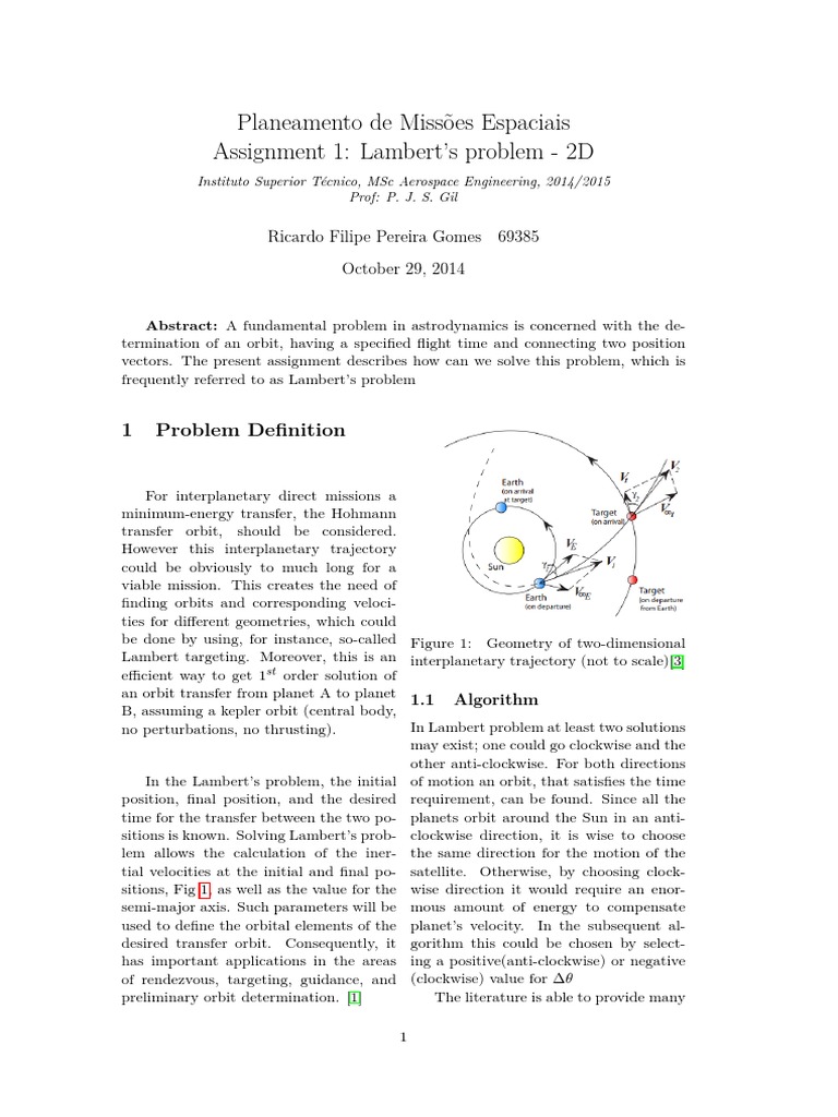 Lambert Problem - Mission Geometry and Orbit Design | PDF | Orbit ...