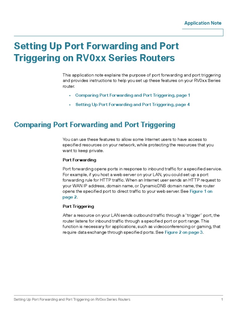 Setting Up Port Forwarding and Port Triggering On RV0xx Series Routers ...