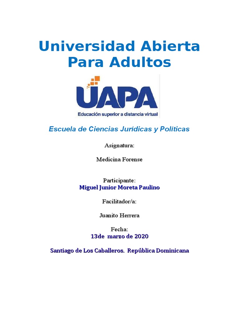 Tarea 1 Medicina Forense Miguel Junior Moreta | PDF | Evolución | Medicina