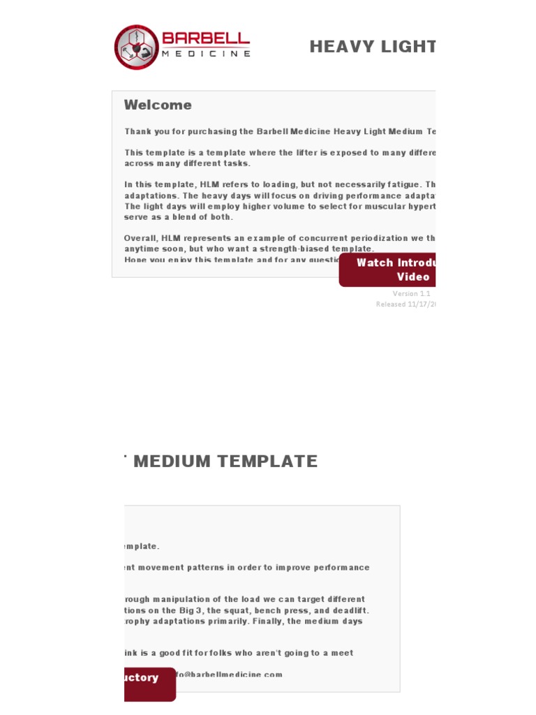 Heavy Light Medium Template: Welcome | Download Free PDF | Pound (Mass ...