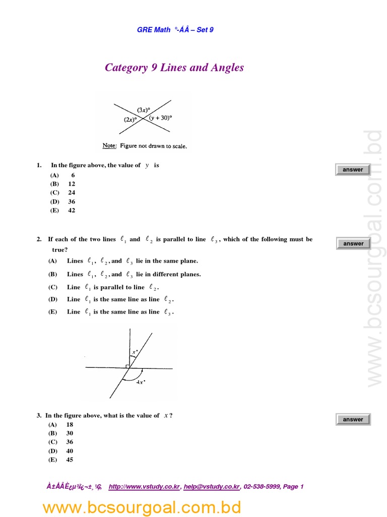 Gre Math PDF | PDF | Angle | Mechanics
