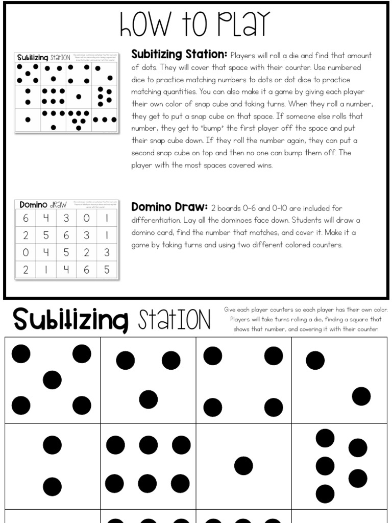 Engaging Kindergarten Math Games: Subitizing Station and Domino Draw ...