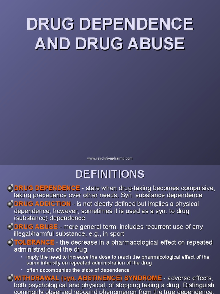 Drug Dependence and Drug Abuse | PDF | Substance Dependence | Nicotine