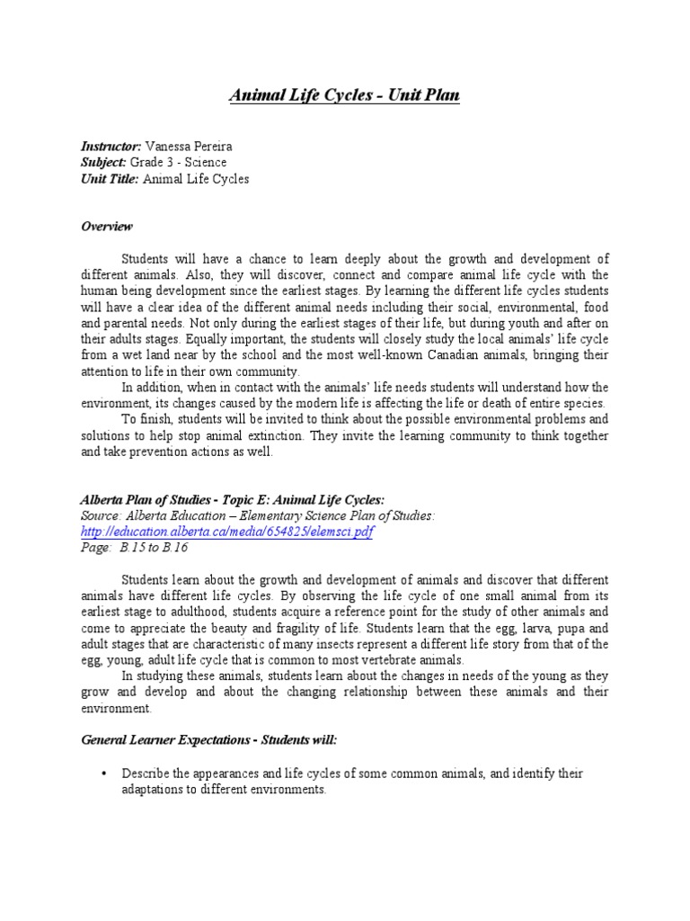 Instructor: Vanessa Pereira Subject: Grade 3 - Science Unit Title ...