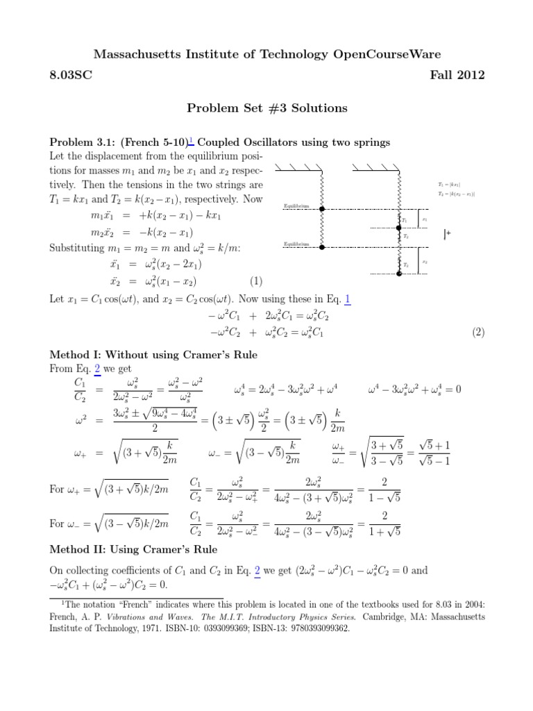 Massachusetts Institute of Technology Opencourseware 8.03Sc Fall 2012 Problem Set #3 Solutions ...