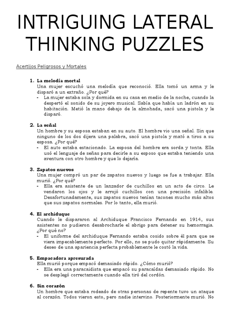 Traducido - INTRIGUING LATERAL THINKING PUZZLES | PDF | Helicóptero ...