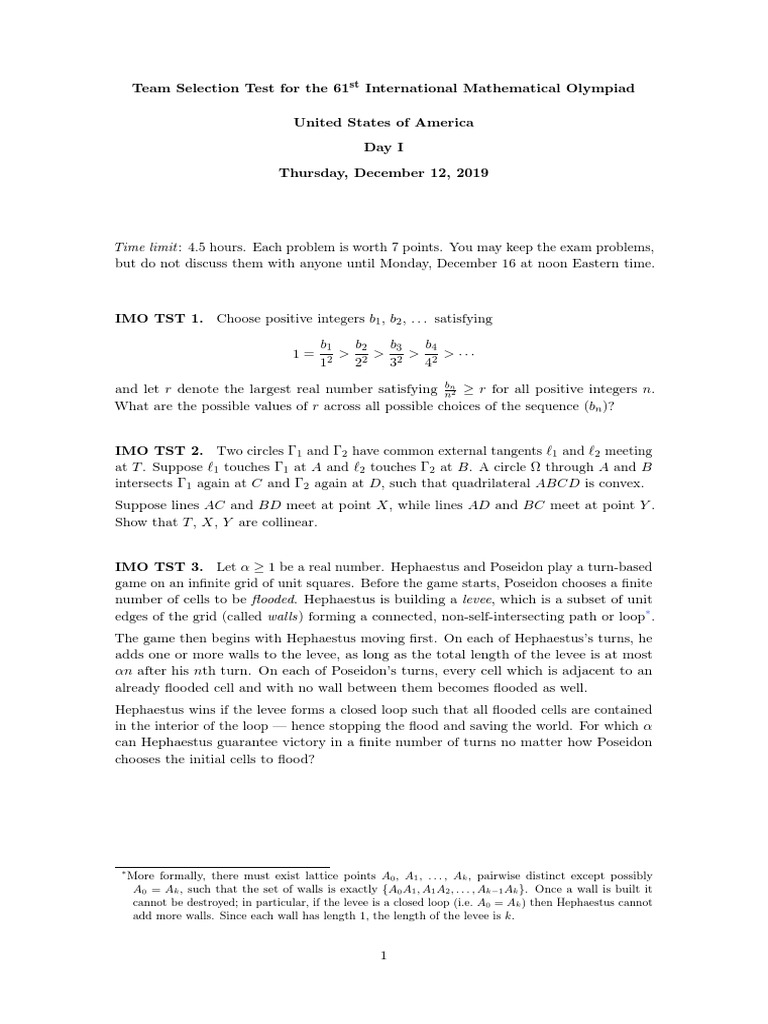 Imo 2020 TST | PDF | Vertex (Graph Theory) | Discrete Mathematics