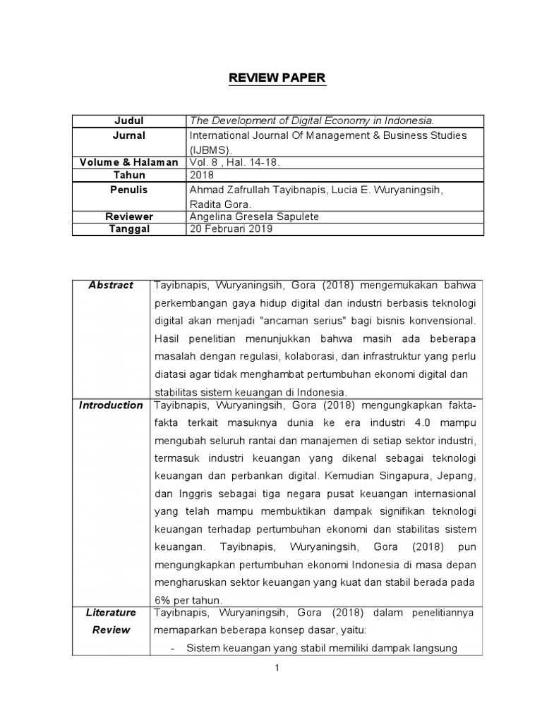 Contoh Review Paper | PDF