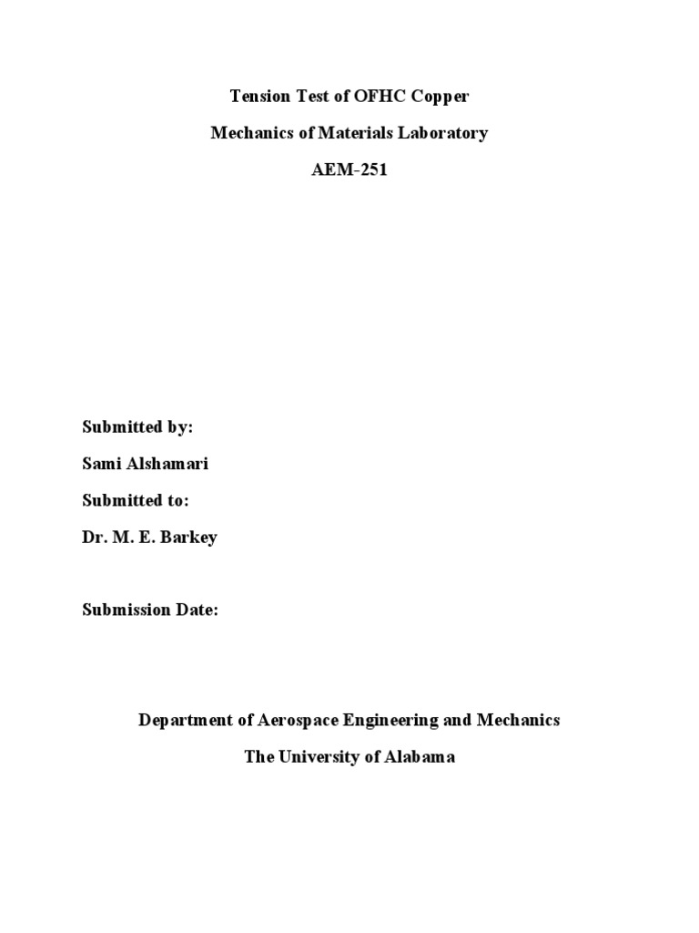 Modulus of Elasticity in OFHC Copper | PDF | Strength Of Materials ...