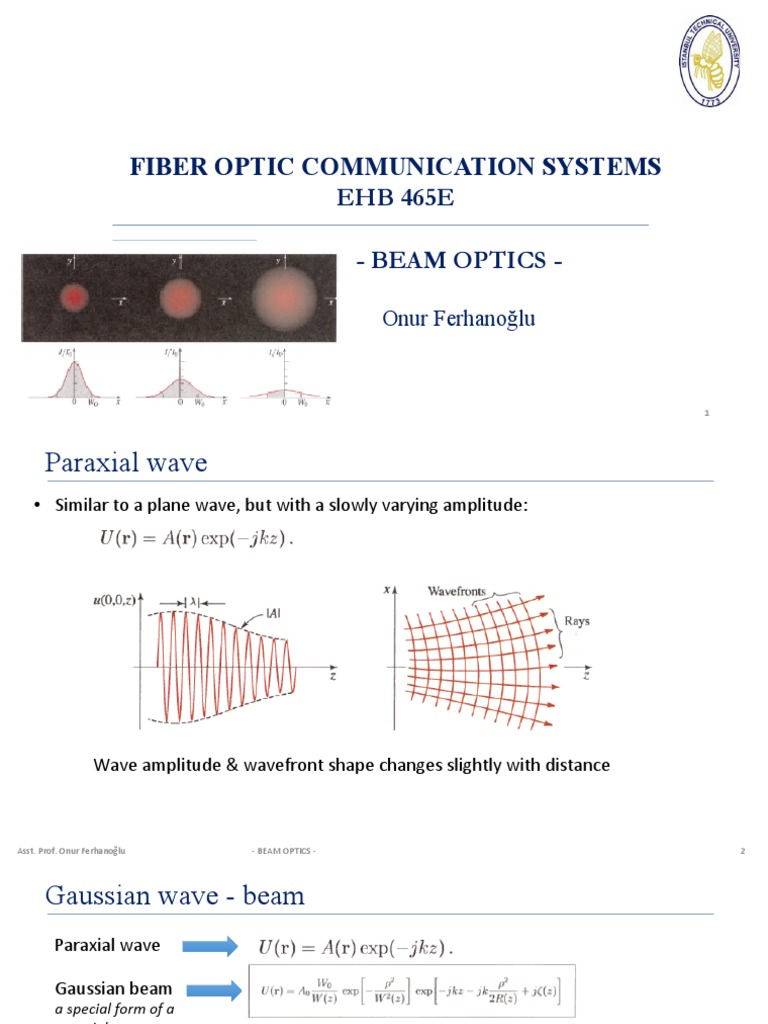 EHB465E Lecture 3 - Beam Optics | PDF | Optics | Laser