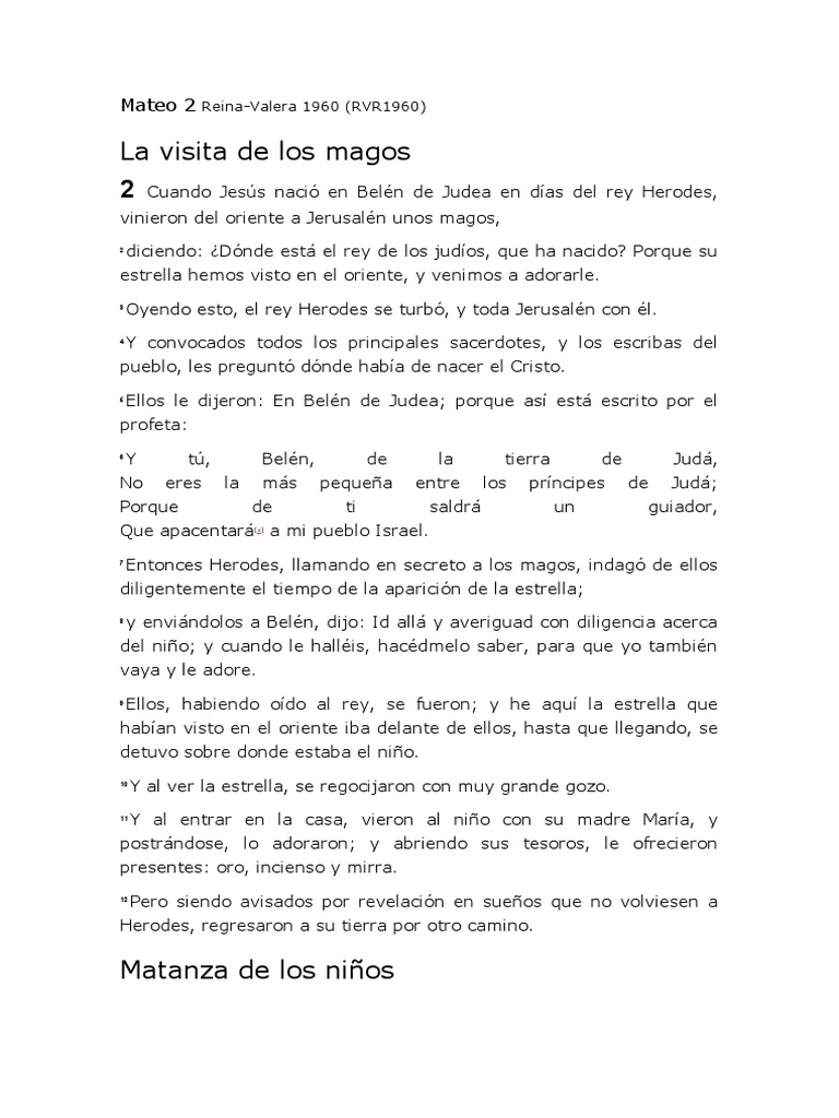 Mateo 2 La Visita de Los Magos | PDF | Herodes el grande | Reyes Magos