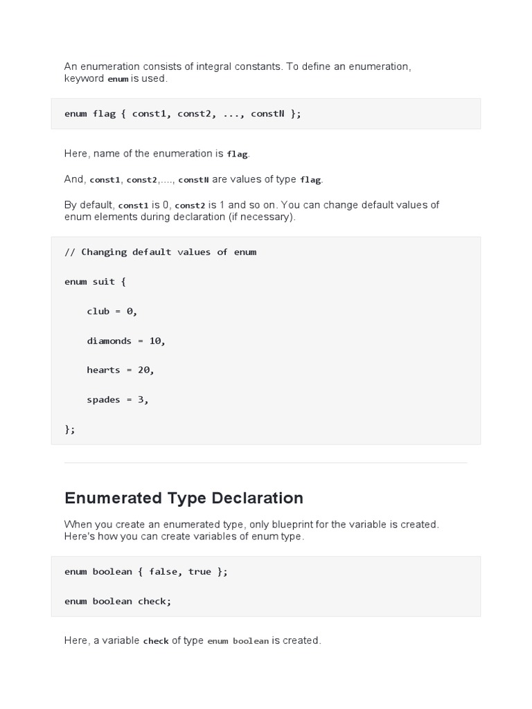 Enumerated Type Declaration: Enum Flag (Const1, Const2, ..., Constn) | PDF Enumerated Type Declaration: Enum Flag (Const1, Const2, ..., Constn) | PDF