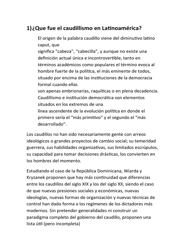 Caudillismo en Latinoamerica | PDF | República Dominicana | Gobierno