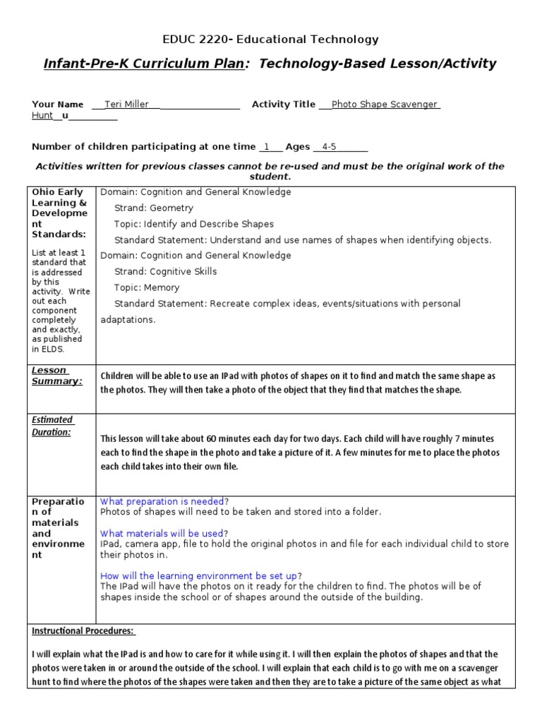 Ed Tech ECDE Activity Plan-1 | PDF | Educational Technology | Education Theory