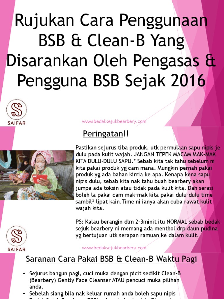 Rujukan Cara Penggunaan BSB & Clean-B Yang Disaranakan Oleh Pengasas BSB & Pengguna BSB Sejak ...