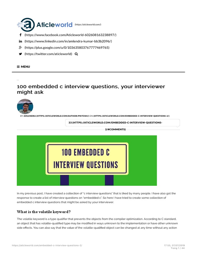 100 Embedded C Interview Questions Your Interviewer Might Ask ... 100 Embedded C Interview Questions Your Interviewer Might Ask ...