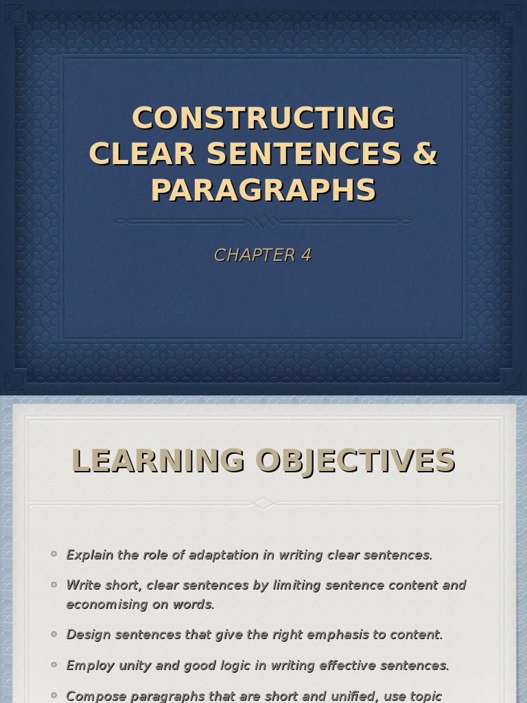 Constructing Clear Sentences & Paragraphs | PDF | Sentence (Linguistics ...