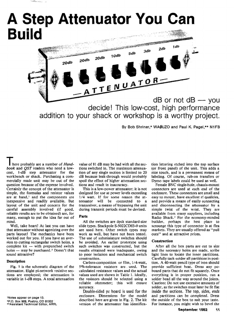 Step Attenuator DIY | PDF | Equipment | Electromagnetism