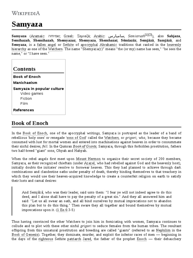 Samyaza PDF | PDF | Christian Legendary Creatures | Mythology