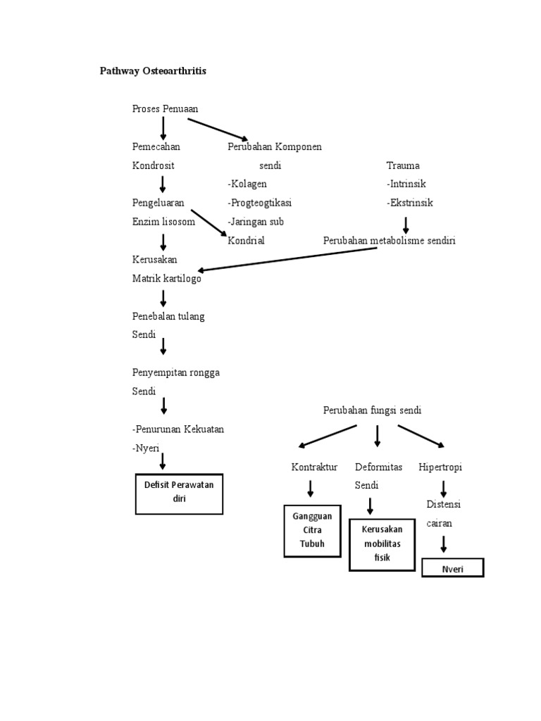 Pathway Osteoarthritis: Defisit Perawatan diri Gangguan Citra Tubuh ...