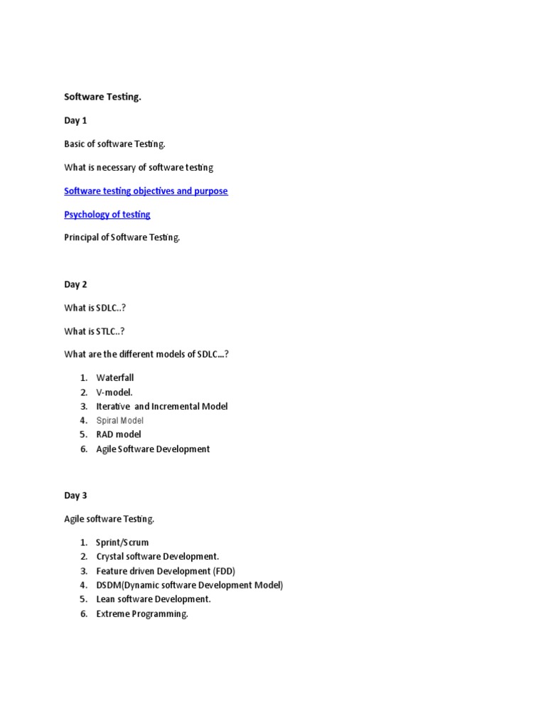 Software Testing Training Syllabus Pdf