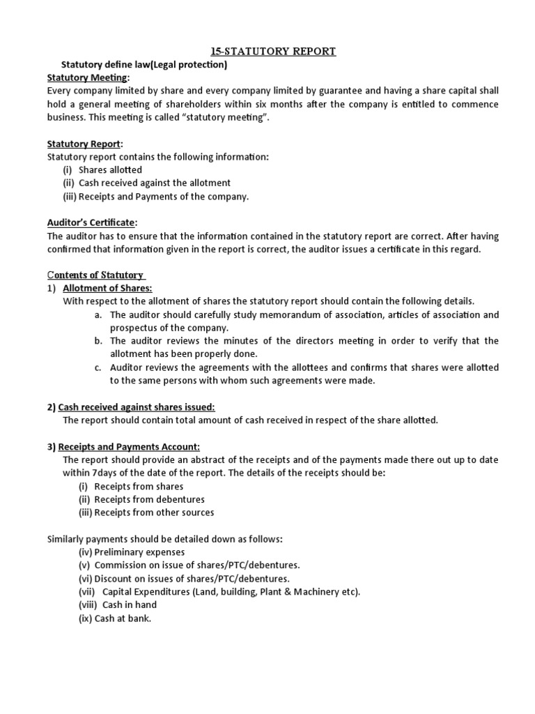 15-Statutory Report Statutory Define Law (Legal Protection) Statutory ...