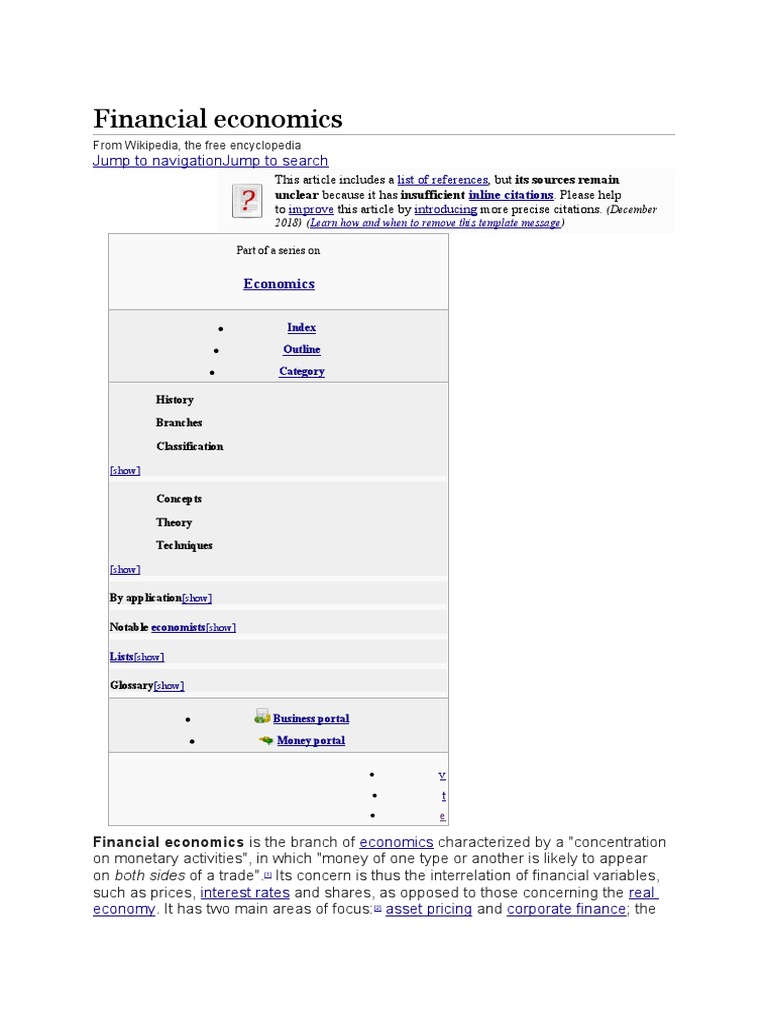 Financial Economics: Jump To Navigation Jump To Search | PDF ...