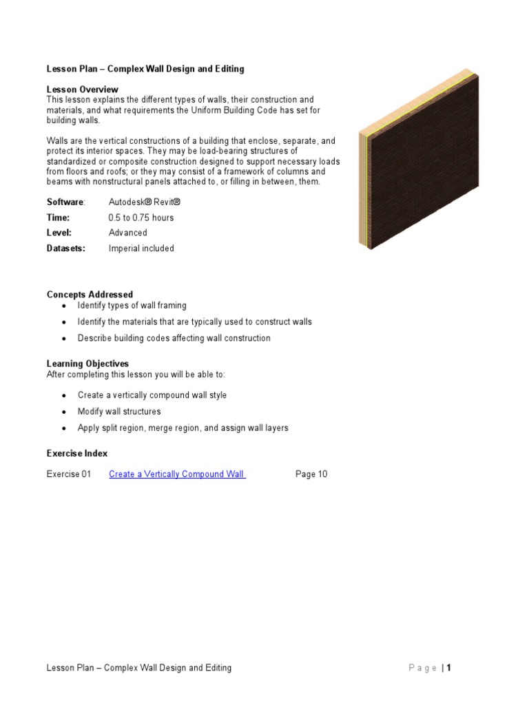 Lesson Plan - Complex Wall Design and Editing Lesson Overview | PDF ...