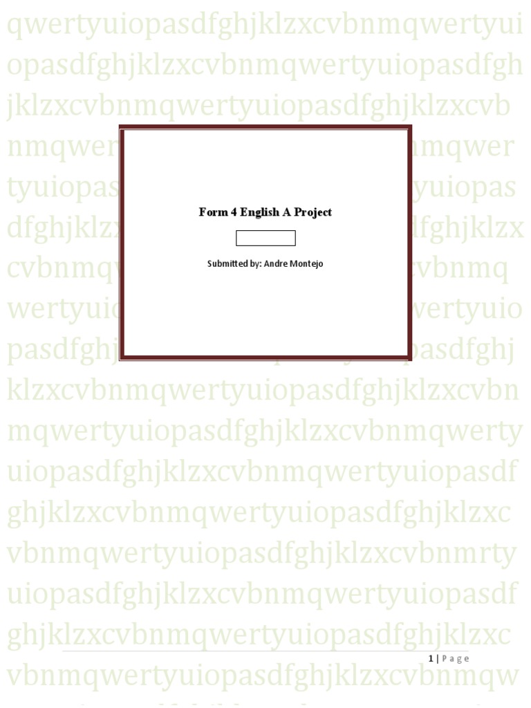 Form 4 English A Project: Submitted By: Andre Montejo | PDF ...