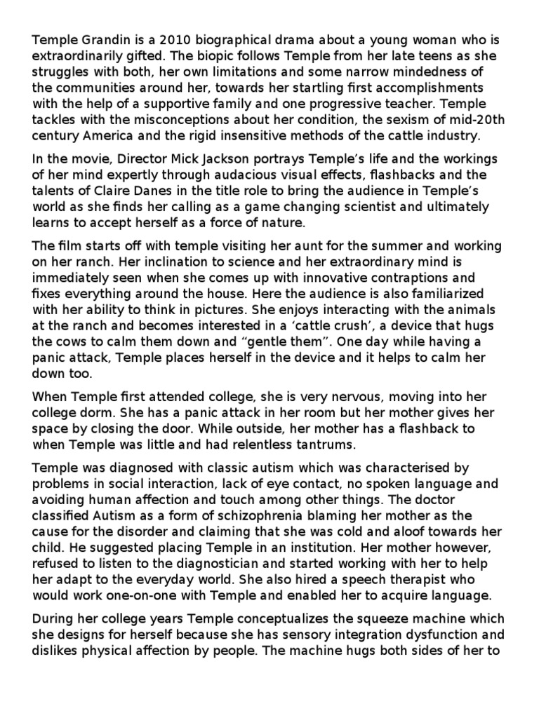 Temple Grandin - Movie Analysis | PDF | Empathy | Psychology