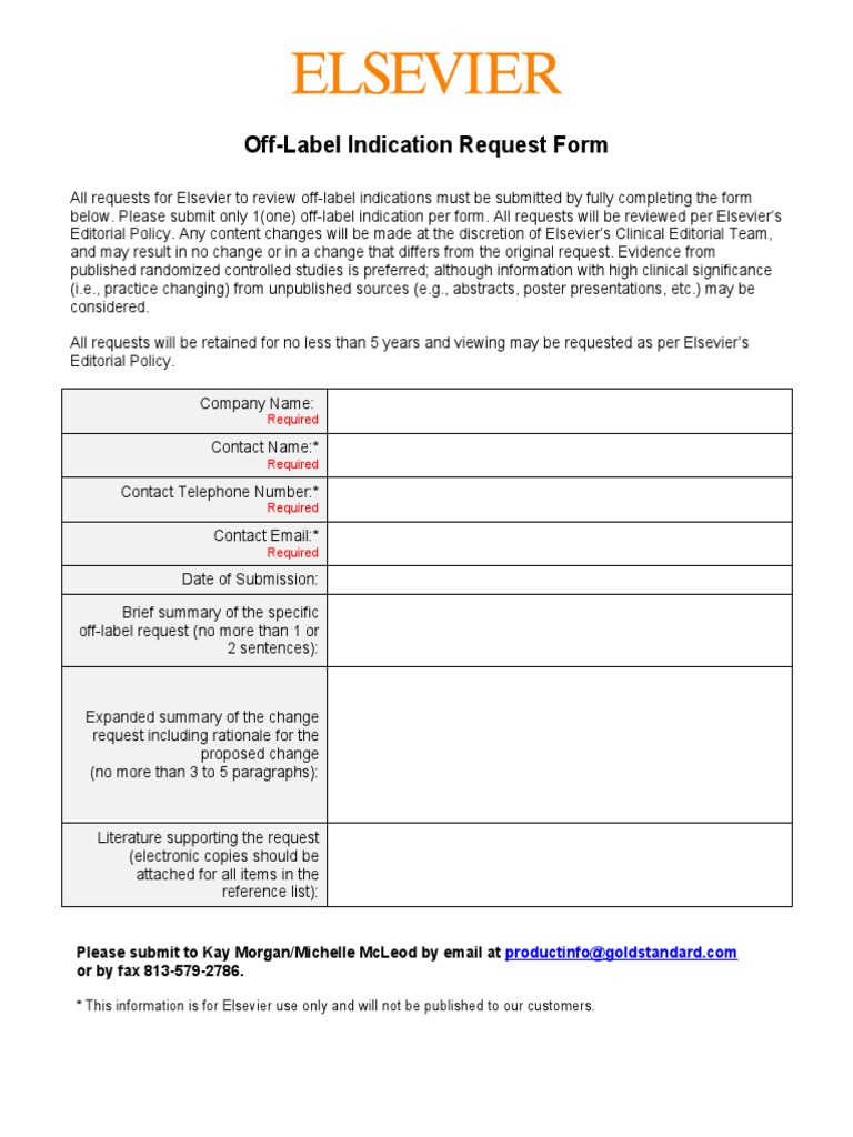 Off-Label Indication Request Form: Required | PDF