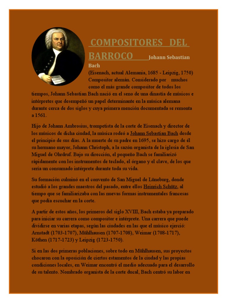 Compositores Del Barroco | PDF | Johann Sebastian Bach | Las artes ...