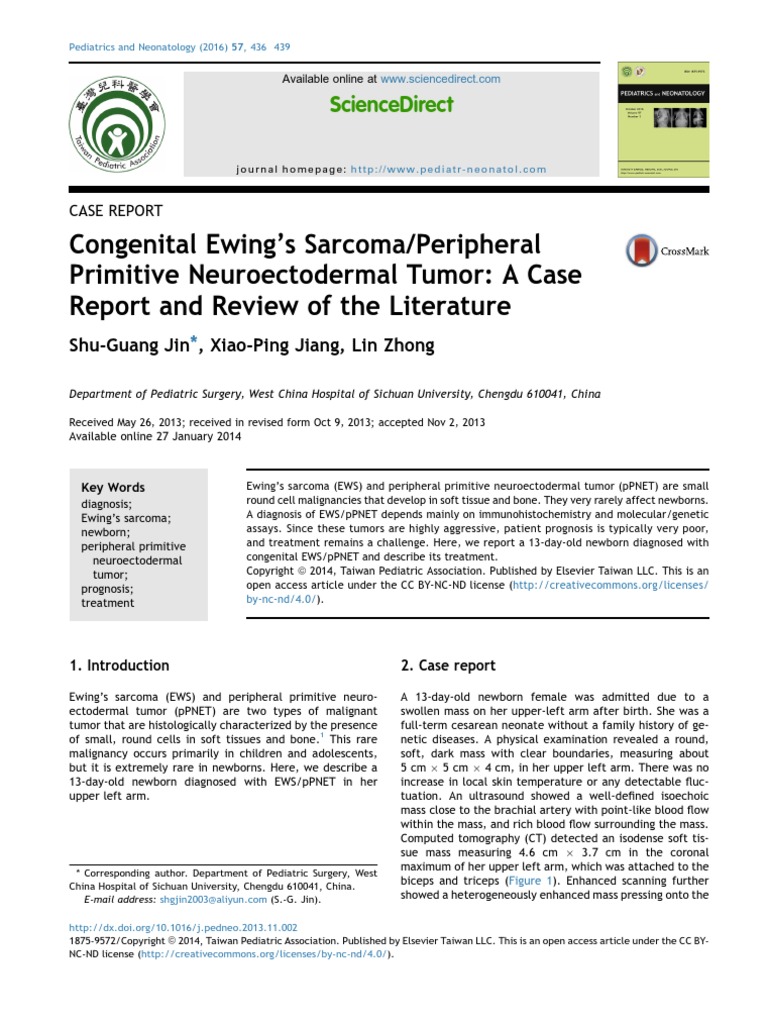 Congenital Ewing's Sarcoma/Peripheral Primitive Neuroectodermal Tumor ...