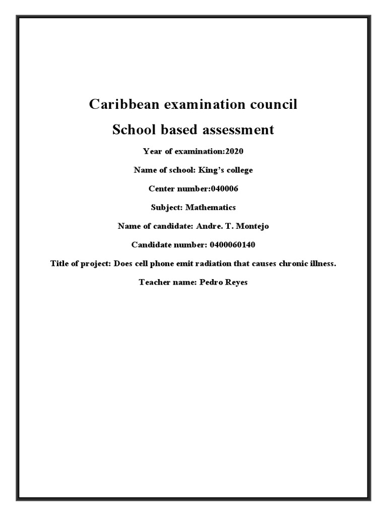 Caribbean Examination Council School Based Assessment | PDF | Mobile ...