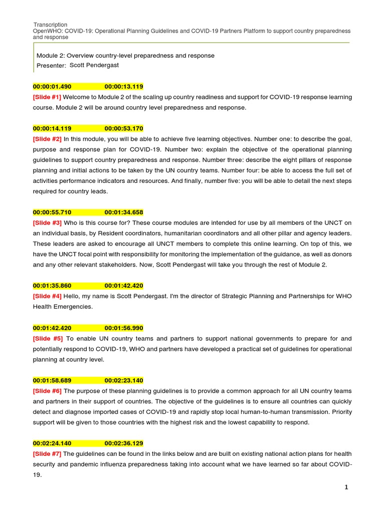 Transcription WHO UNCT Module2 SPendergast EN PDF | PDF | Business