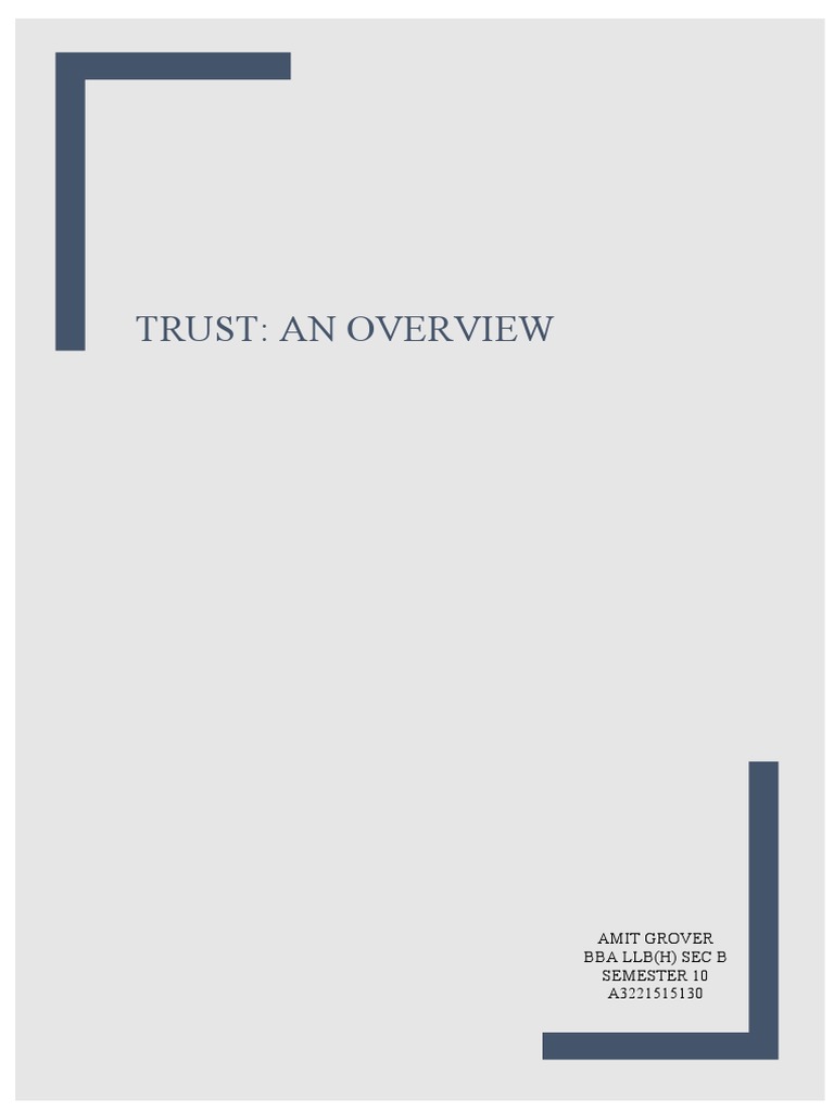 Trust And Creation Of Trust Pdf Trust Law Trustee