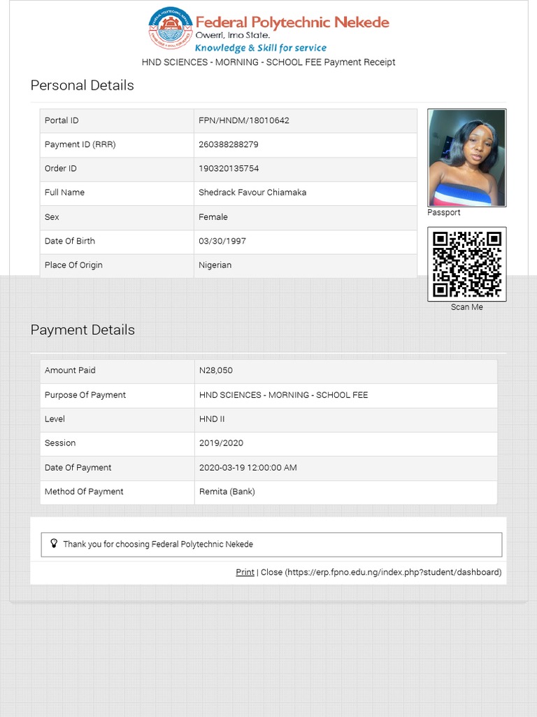 Eduportal - FPN School Fees Payment ReceiptFAVOUR | PDF