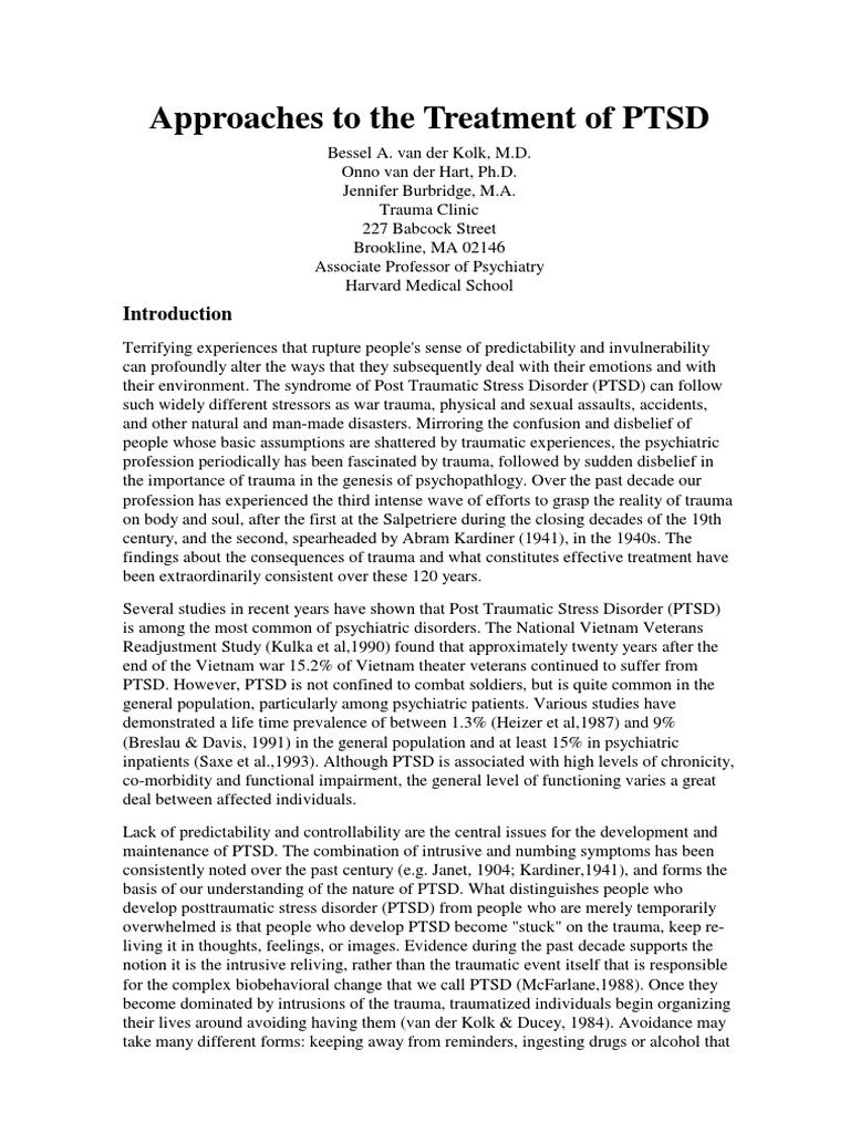 Approaches To The Treatment of PTSD | PDF | Psychological Trauma ...