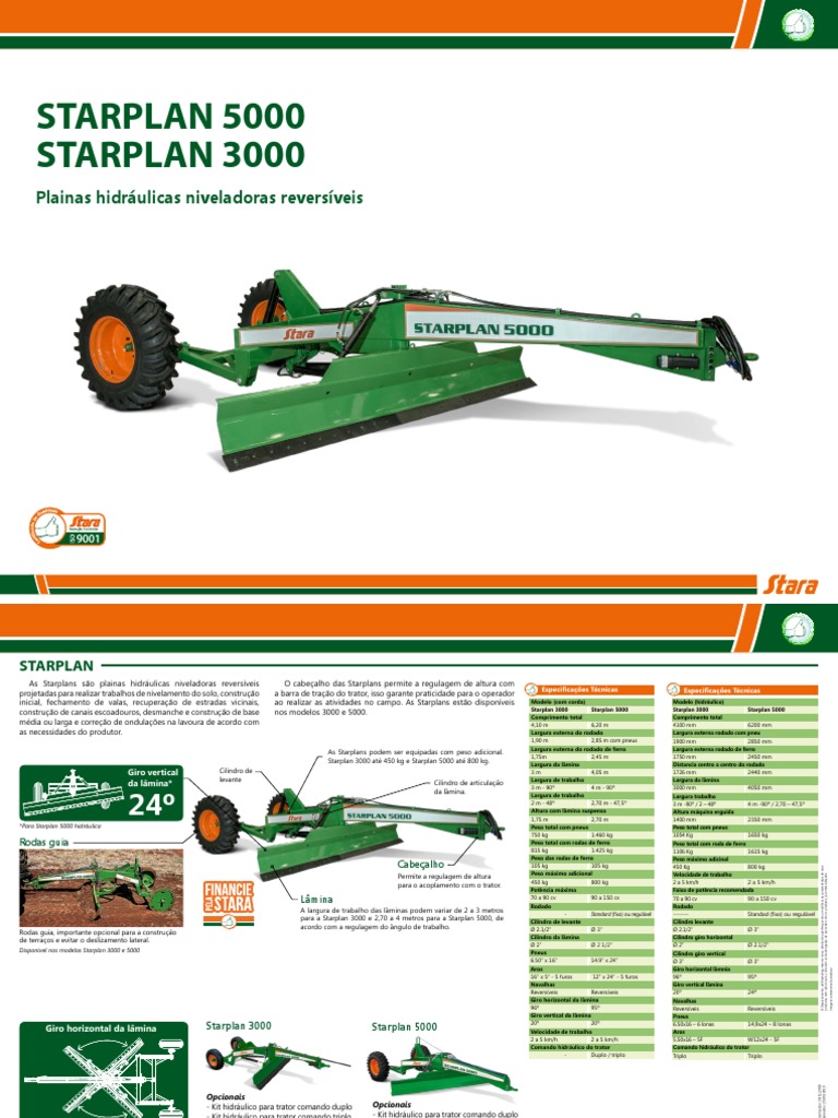Plainas Hidráulicas Starplan 3000 e 5000 | PDF | Veículos terrestres | Tecnologia de veículos