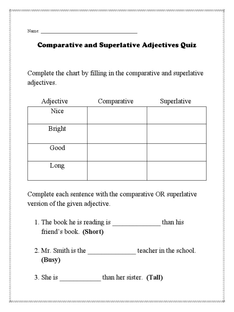 Adjectives Quiz | PDF