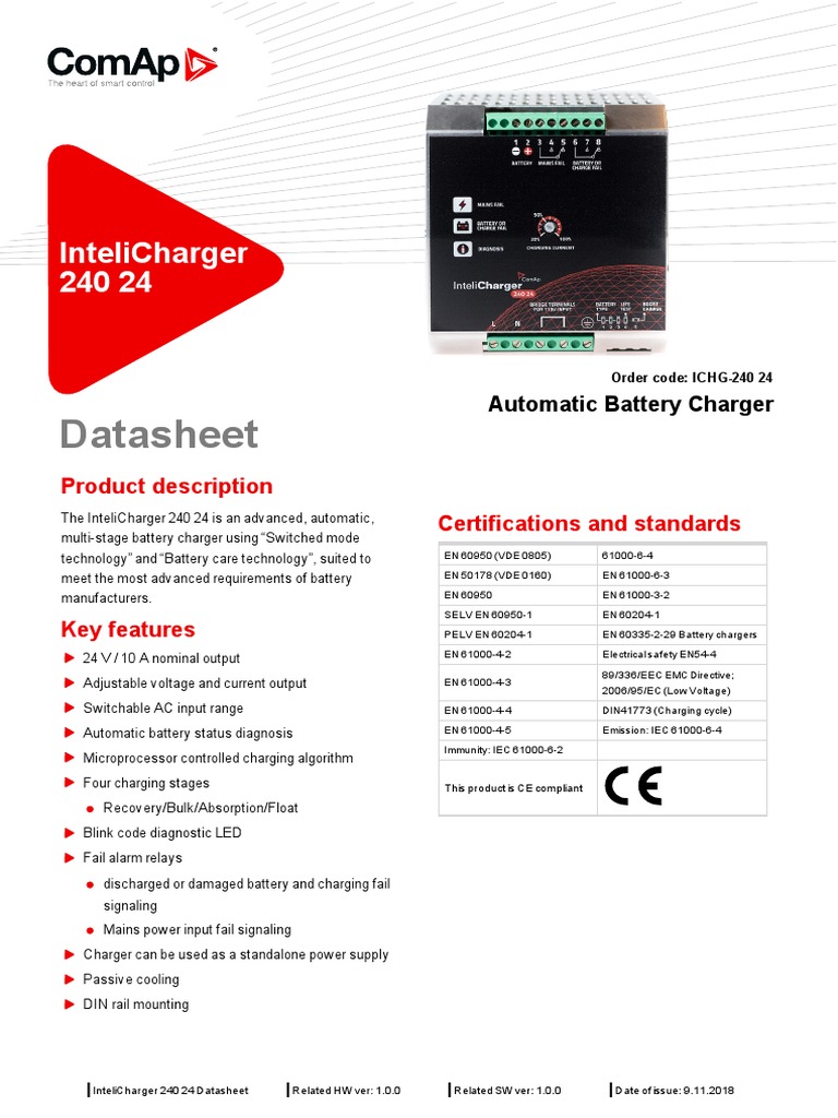 InteliCharger 240 24 Datasheet | PDF | Battery Charger | Power Supply